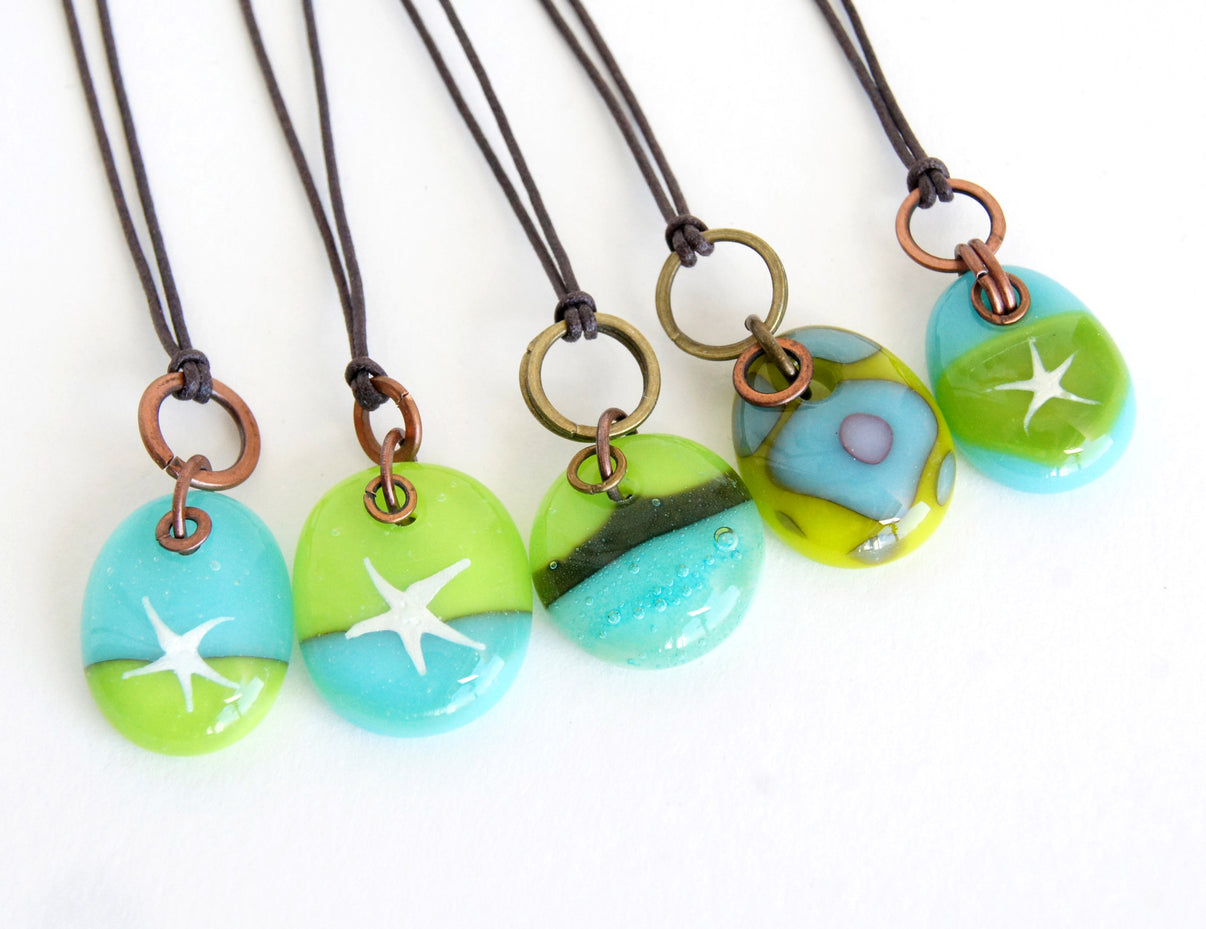 Turquoise + Green Glass drops with Copper, Brass – LeilaCools