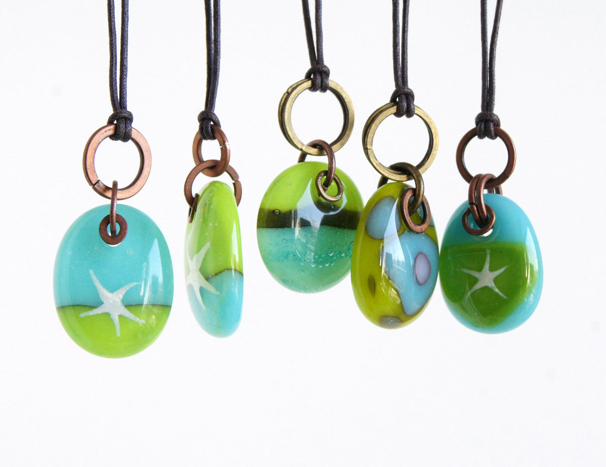 Turquoise + Green Glass drops with Copper, Brass – LeilaCools