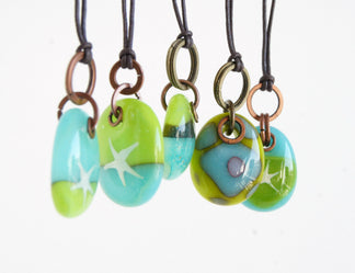 Turquoise + Green Glass drops with Copper, Brass – LeilaCools